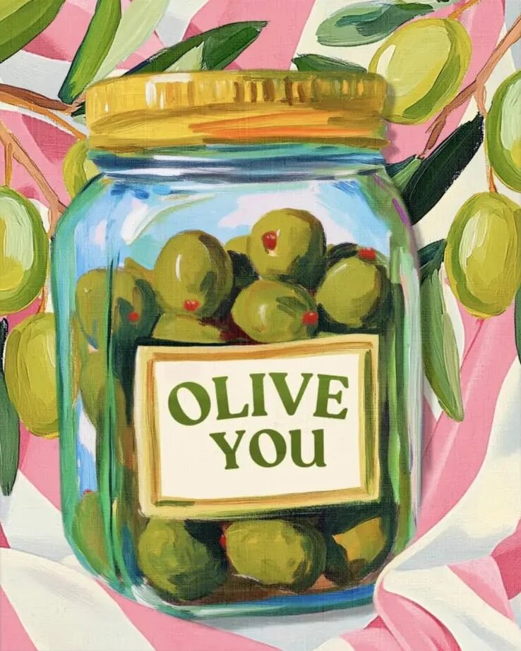 Печать на холсте "Оливки в банке. Olive You" 20x30см, DM46-6