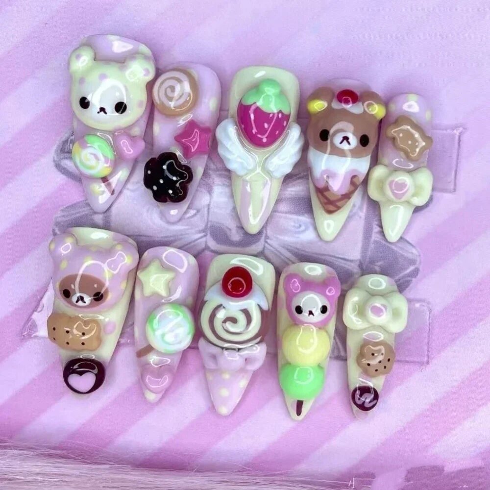 Kawaii наклейки на ногти Rilakkuma, размер S-15-11-12-11-9, цвет 14