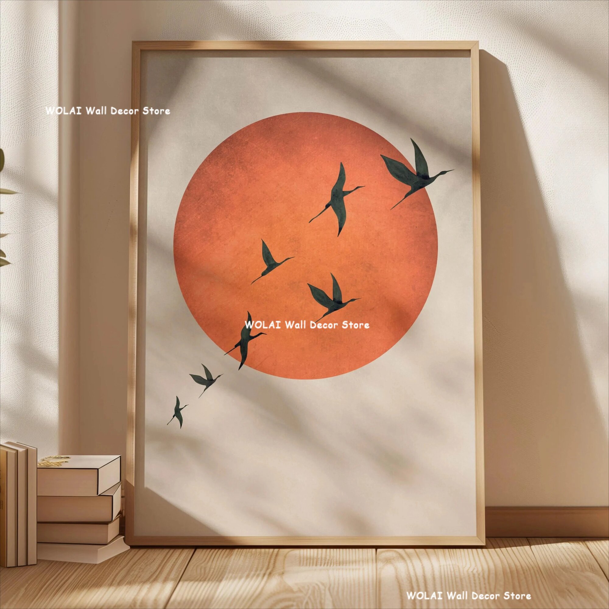 Печать на холсте "Журавли и солнце" 20x30см, WO1640-4