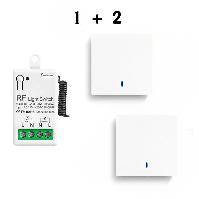 Умный беспроводной выключатель Deze 433МГц 1receiver 2switches