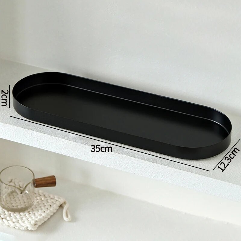 Металлический овальный поднос Black-35cm