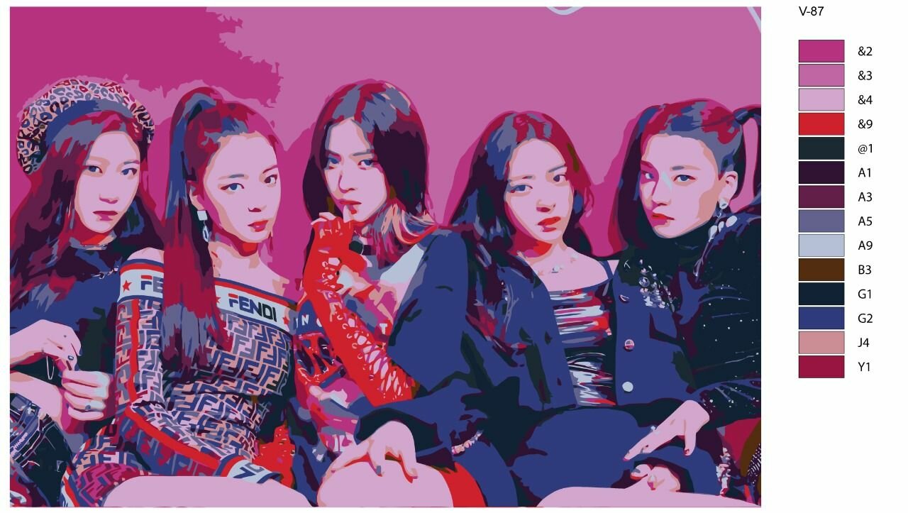 Картина по номерам V-87 "K-pop ITZY. Участники группы" 60х90