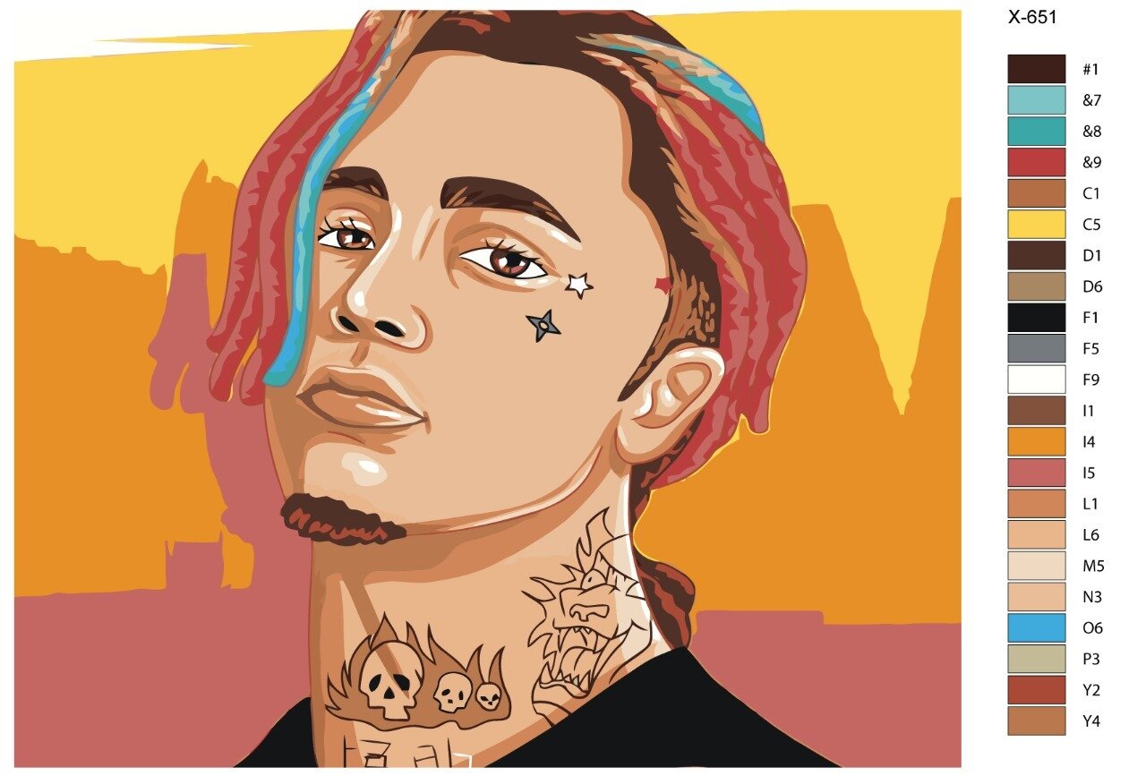 Картина по номерам X-651 "Репер Lil Pump" 80x100