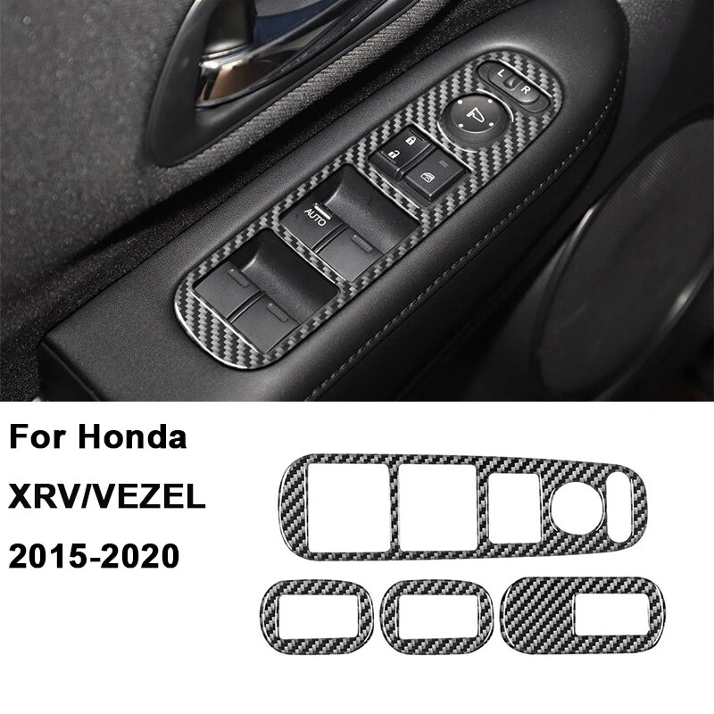 Для Honda XRV VEZEL 2015-2020 углеродное волокно автомобильный стеклоподъемник панель управления рамка декоративная наклейка авто аксессуары для интерьера