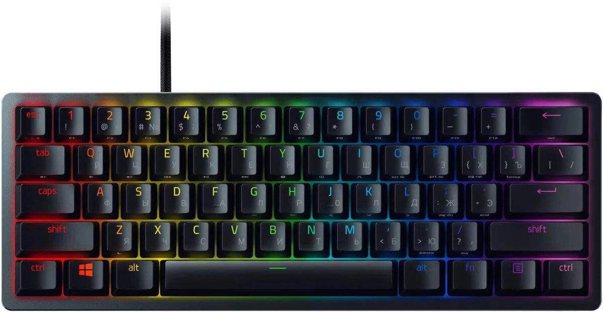 Клавиатура Razer Huntsman Mini, проводная, USB, механическая, черный (rz03-03391500-r3r1), подсветка клавиш