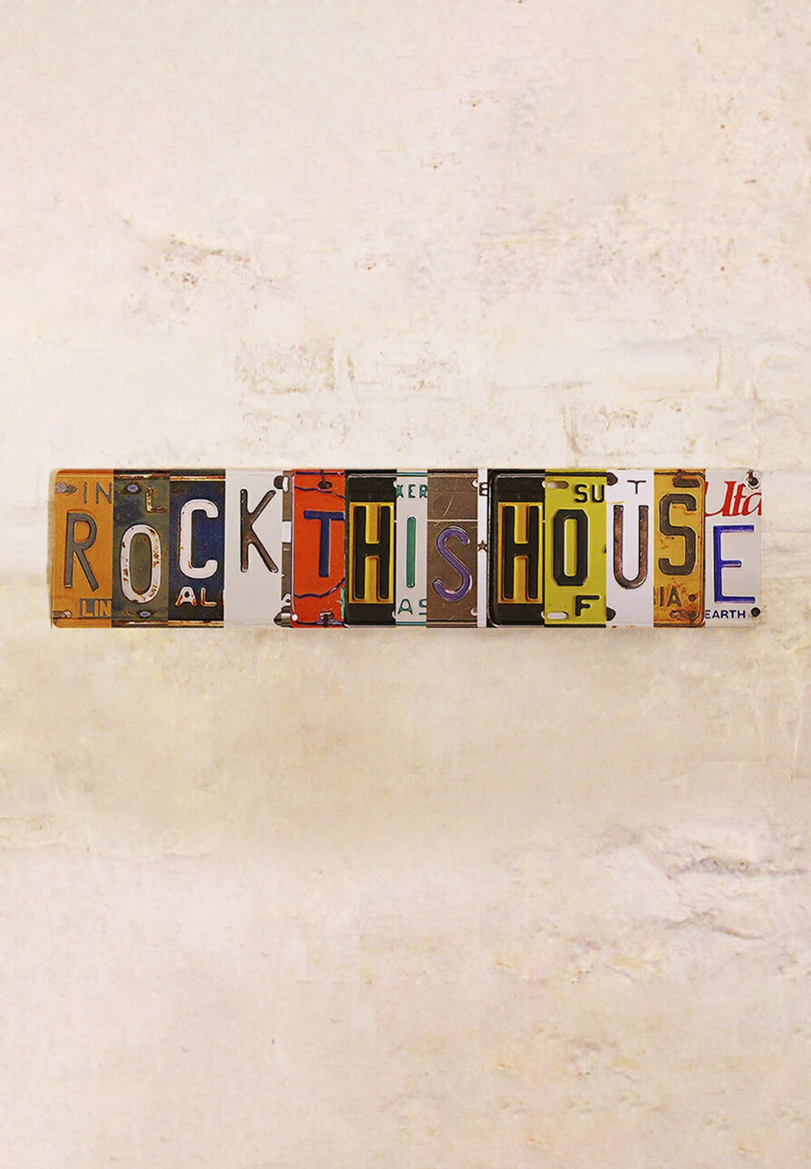 Жестяная табличка Rock this house, для декора бара, гаража, табличка про рок, металл, 52х12 см