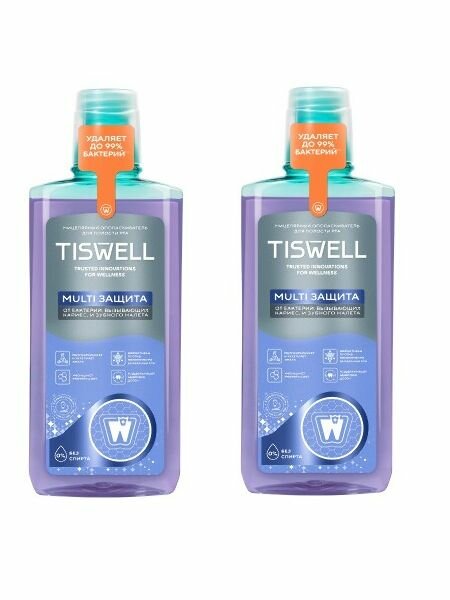 TISWELL Ополаскиватель для полости рта мицелярная защита от бактерий и налета, 500 мл, 2 шт.
