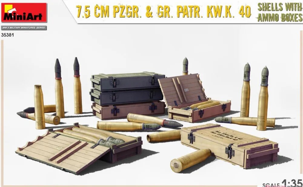 MiniArt 35381 1/35 7,5 см Пзгр. & Gr. Патр. Kw.K. 40 ракет с набором боеприпасов