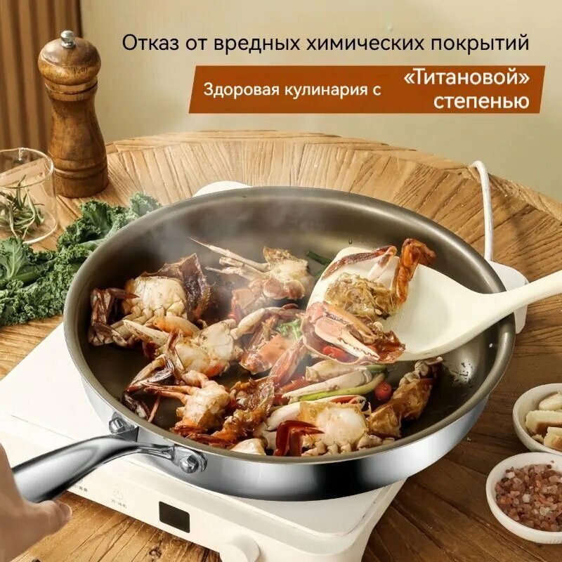 Всемогущая кухня Сковорода для оладий, 30 см, с крышкой, со съемной ручкой