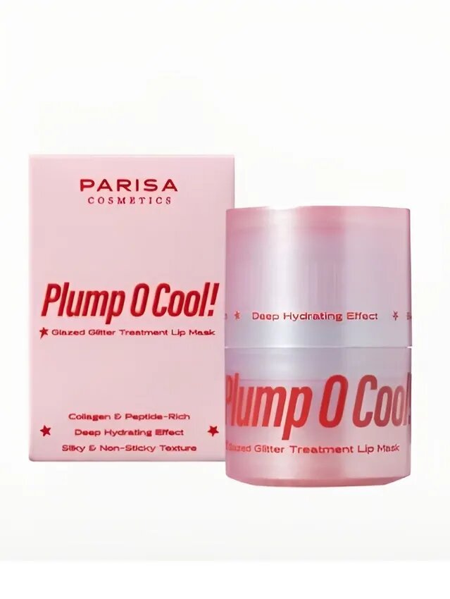 Parisa Глиттер-маска для губ Plump O Cool! Восстанавливающая с коллагеном и пептидами, тон 602 frosty blue, 7г