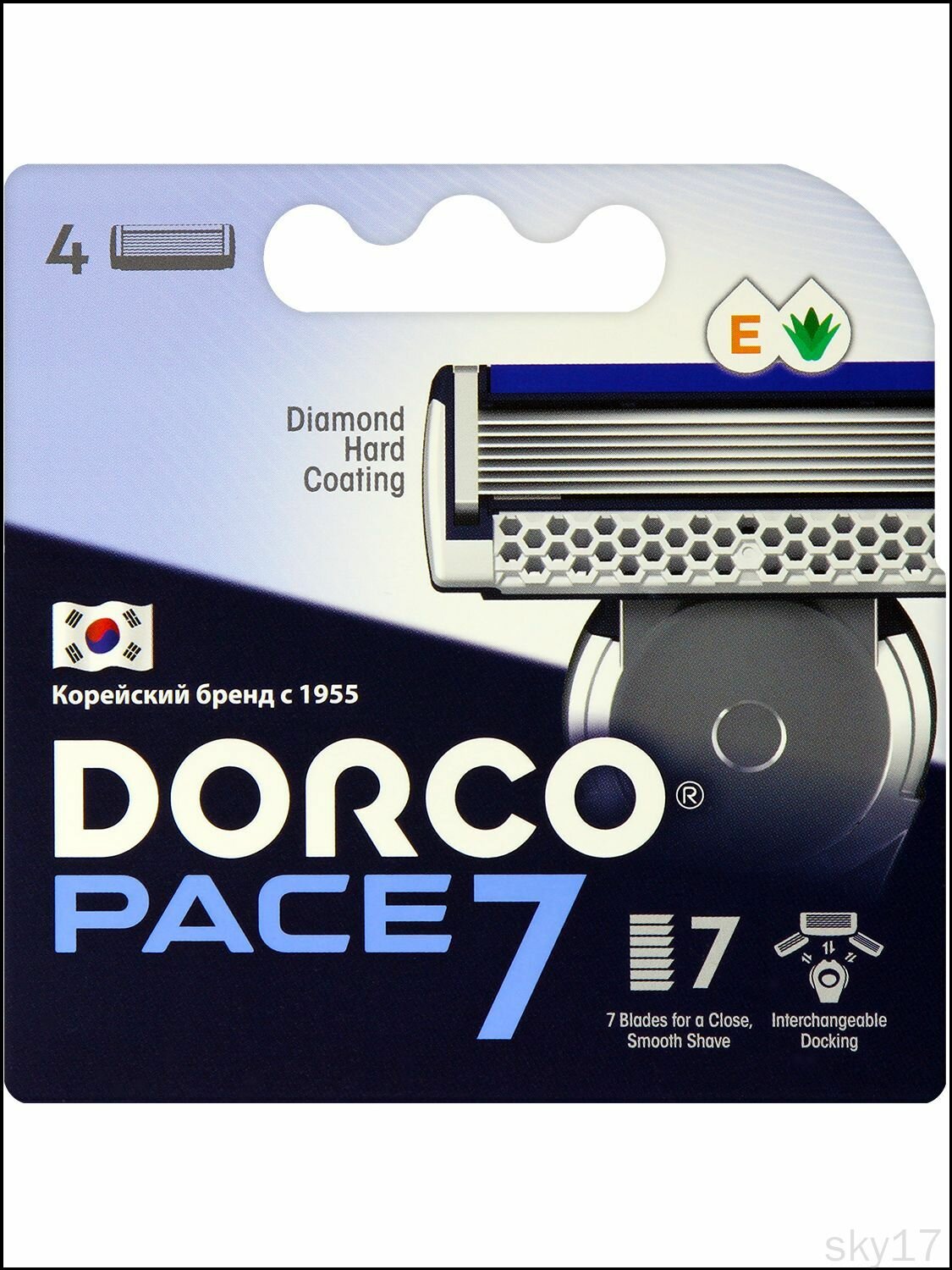 Dorco Сменные кассеты PACE7, 7 лезвий, крепление PACE, увл. полоса (4 сменные кассеты)