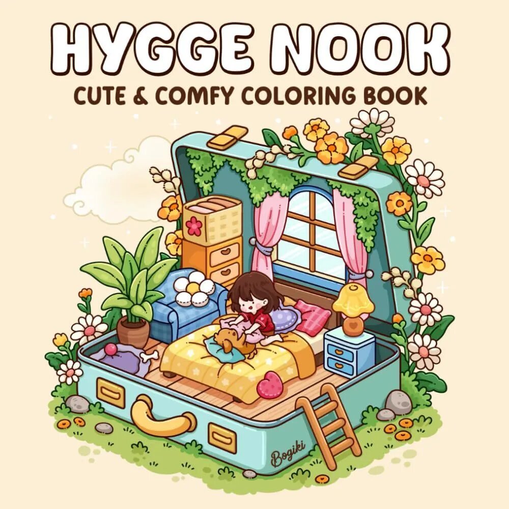 Раскраска HYGGE NOOK Cute & Comfy Coloring Book Раскраска для детей 1-3 лет с карандашами. Альбом с картинками животных для раскрашивания.