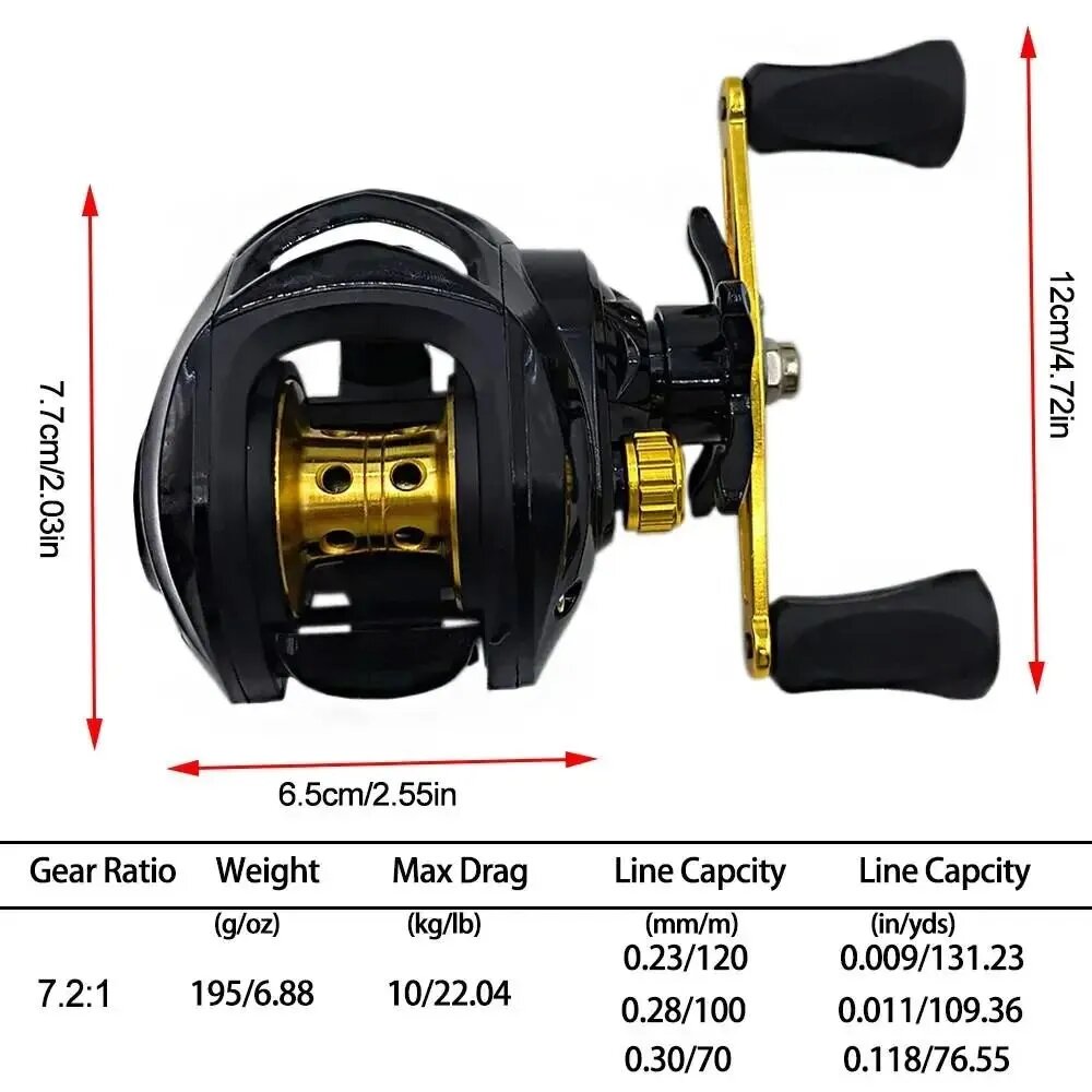 Мультипликаторная катушка Baitcasting Reel 7.2:1, 14+4 подшипников, черный матовый — фото 1