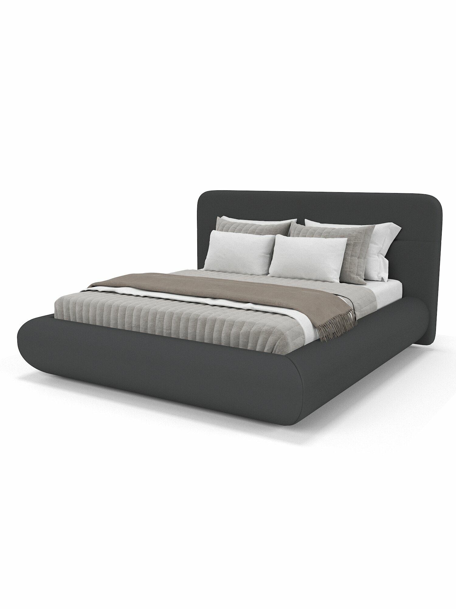 Кровать двуспальная Вара Black 140*200, с мягким изголовьем, с подъемным механизмом, с ящиками, велюр
