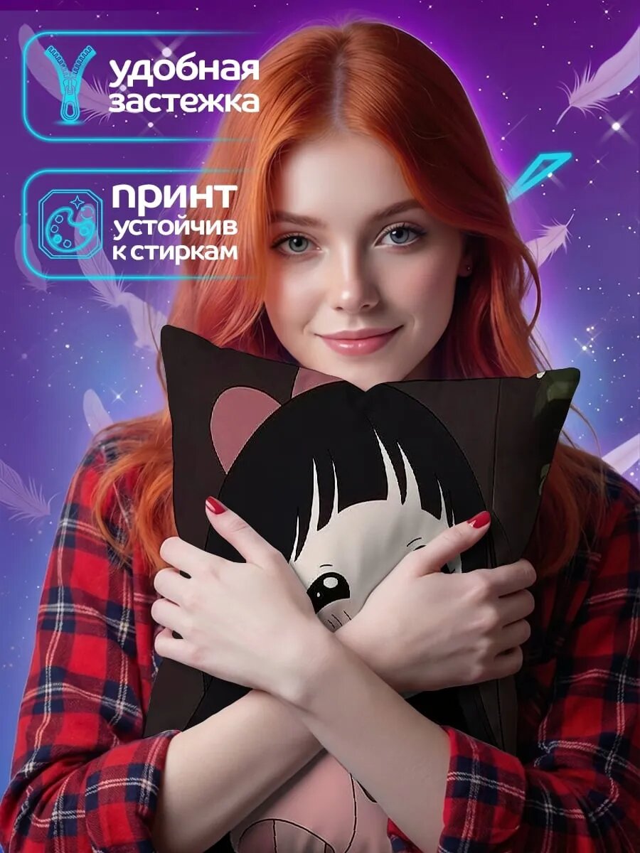 Подушка дакимакура Милая девочка с бантом — фото 1