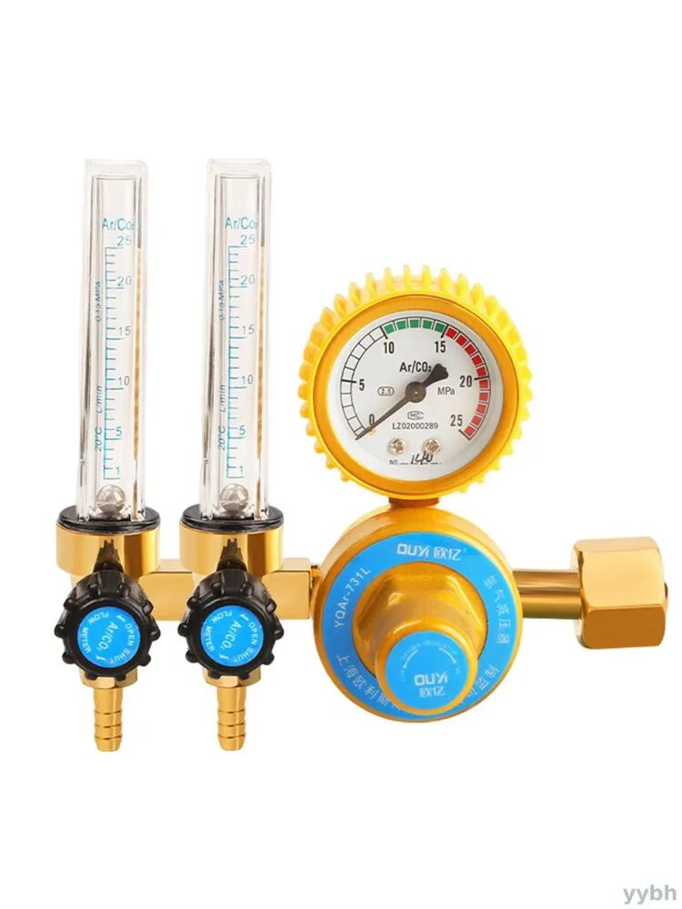 Регулятор расхода газа для сварки MIG/TIG, аргон/CO2, двойной манометр, алюминиевый сплав, резьба G5/8