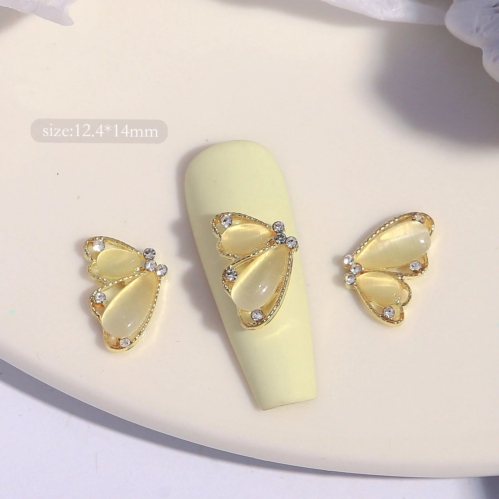 Подвески для ногтей HIGBAQK, кошачий глаз, бабочка 10Pcs Butterfly