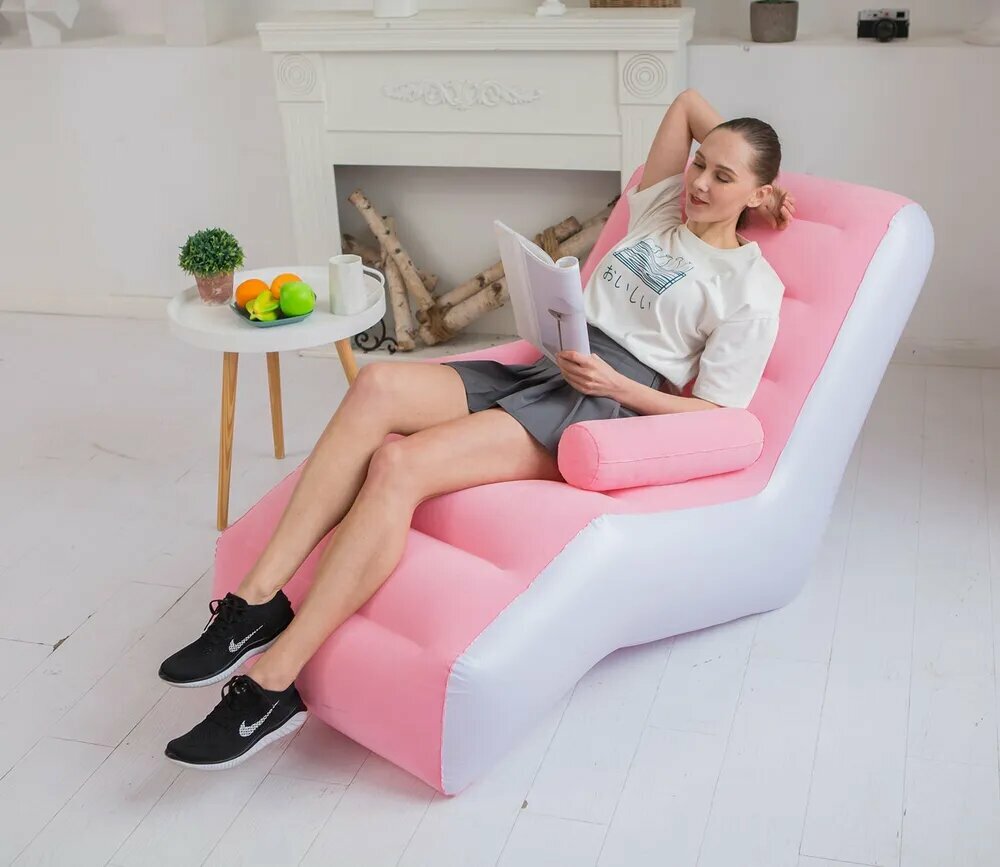 Кресло-мешок Матрас, Бархат, Размер XXXXXL, белый, розовый