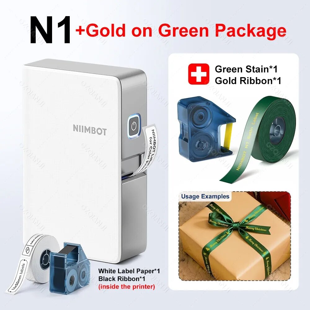 Niimbot N1 принтер этикеток, зеленый + золотой