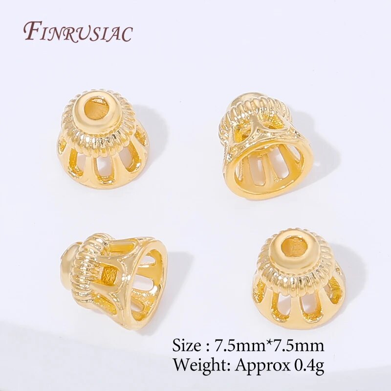 Золотые короны для браслетов FINRUSIAC, 6 штук Желтый, 6 pieces, 18K Real Gold Plated