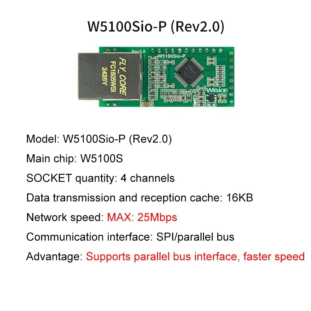 Модуль W5100Sio-P (Rev2.0), 4 канала, 25Mbps