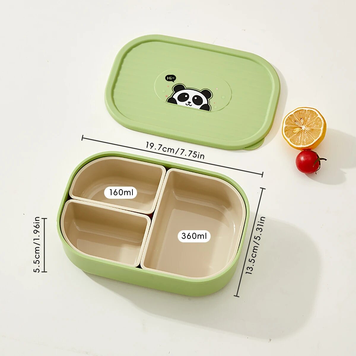 Ланч-бокс WORTHBUY зеленый, 3 отделения, 160ml/360ml