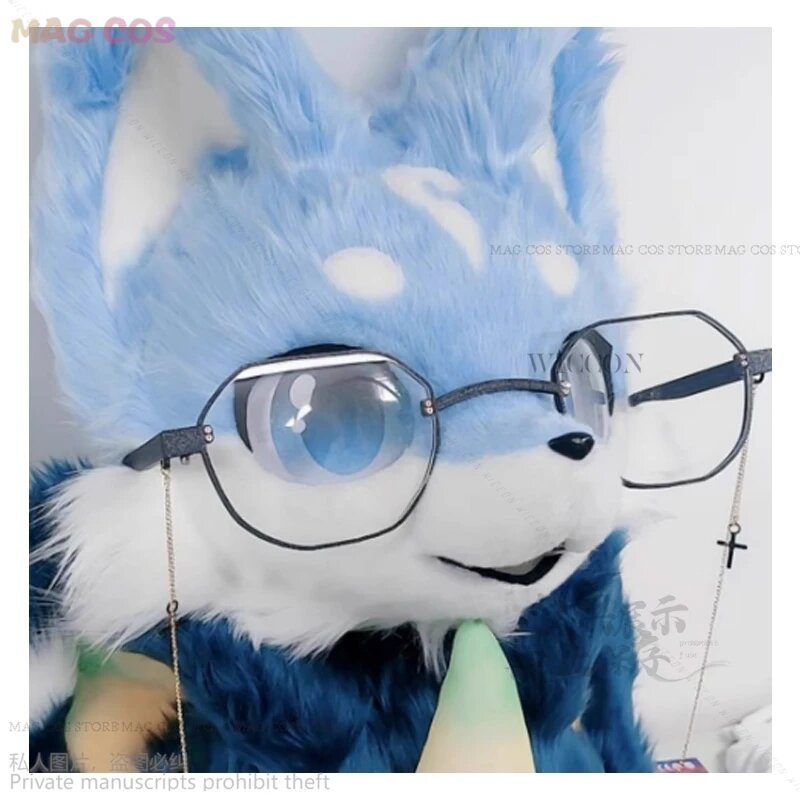 Пушистая маска Kemono с очками GlassesH