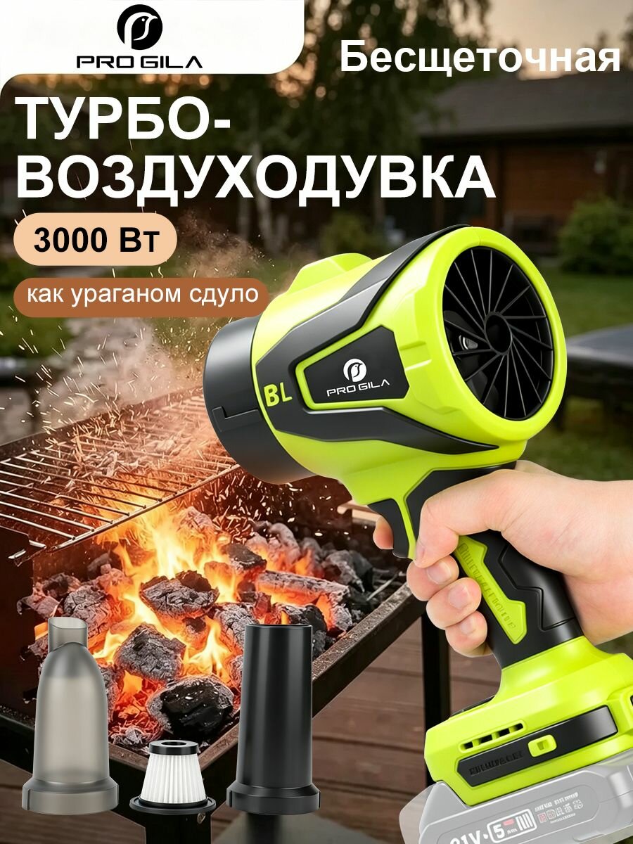 Бесколлекторный беспроводной воздуходуватель, Подходит для барбекю, сада и строительных работ.