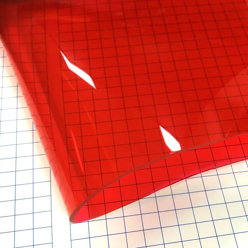 Прозрачный кожзам ПВХ/ТПУ 2 мм 30х120 см Красный, 413-4 TPU 1.5mm