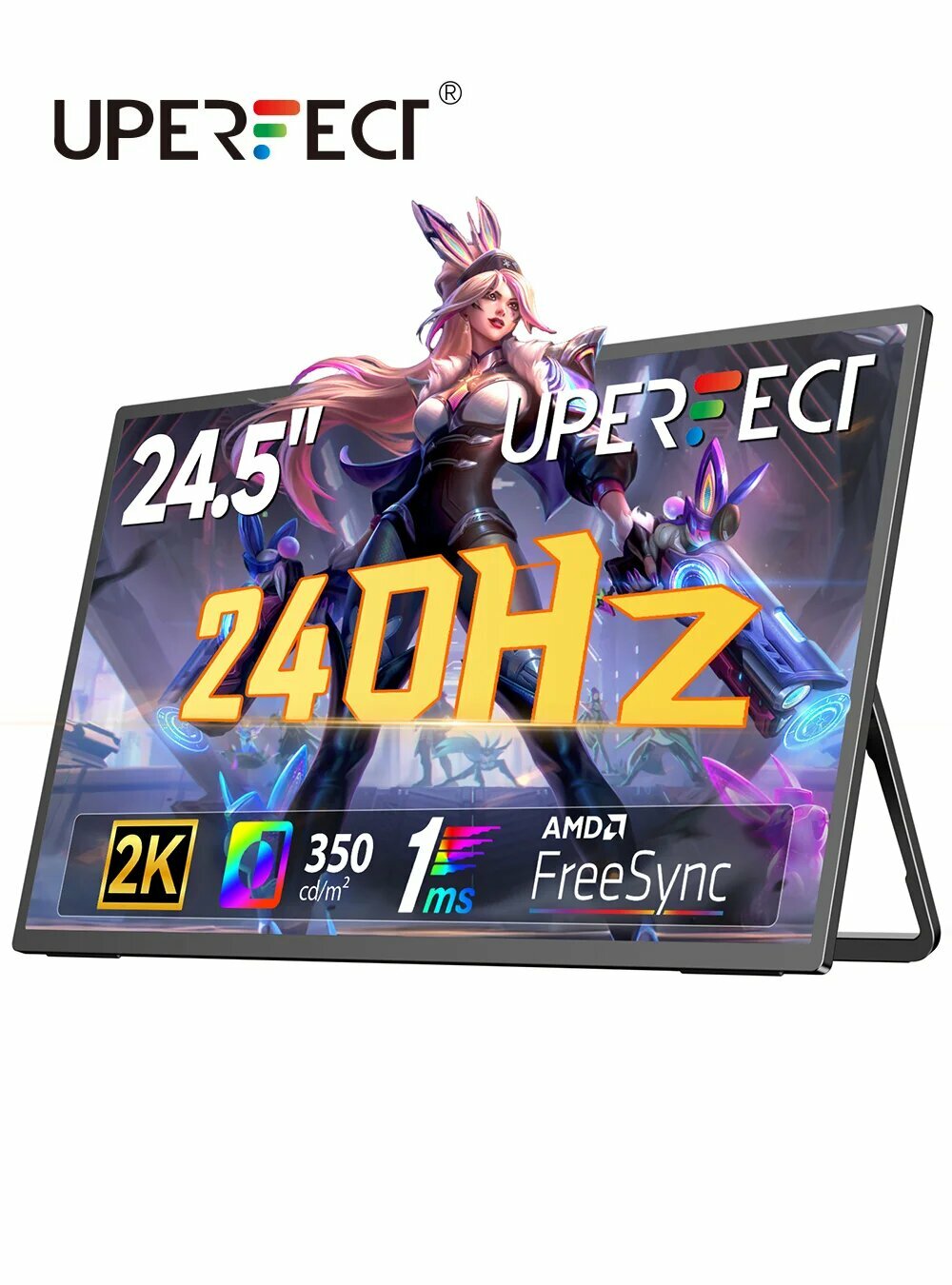 UPERFECT 2K 240Hz Портативный монитор 24.5" QHD 2560×1440 Игровой дисплей 1MS FreeSync HDR IPS Большой мобильный экран со стойкой VESA