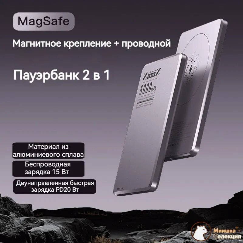 Магнитный внешний аккумулятор Xiaomi 10000 мАч, тонкий беспроводной внешний аккумулятор Powerbank, портативный внешний аккумулятор для Magsafe для iPhone 16 15 Samsung