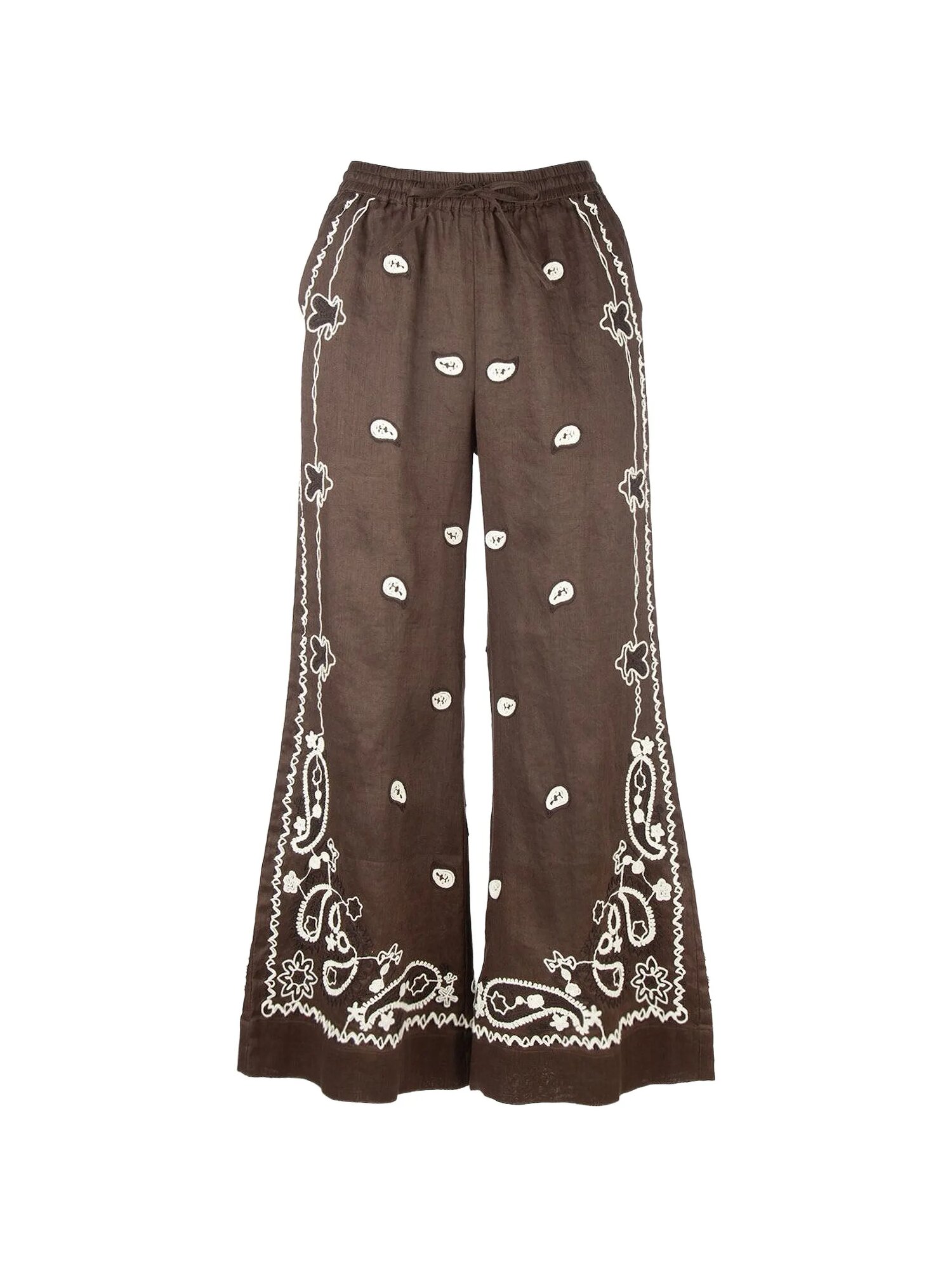 Брюки Embroidered paisley-print trousers