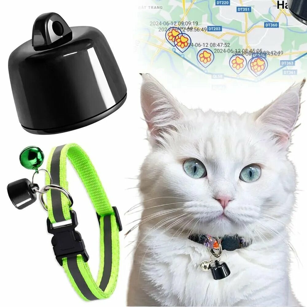 Локатор кошки с рефлексивным шаблоном Mini GPS Tracker для iOS и Android (зеленый)