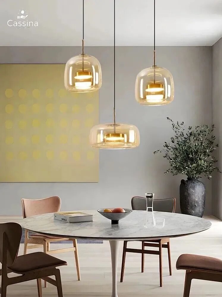Люстра Cassina, LED, 12 Вт, 330x330x230 мм, стеклянный плафон, золотой цвет арматуры — фото 1