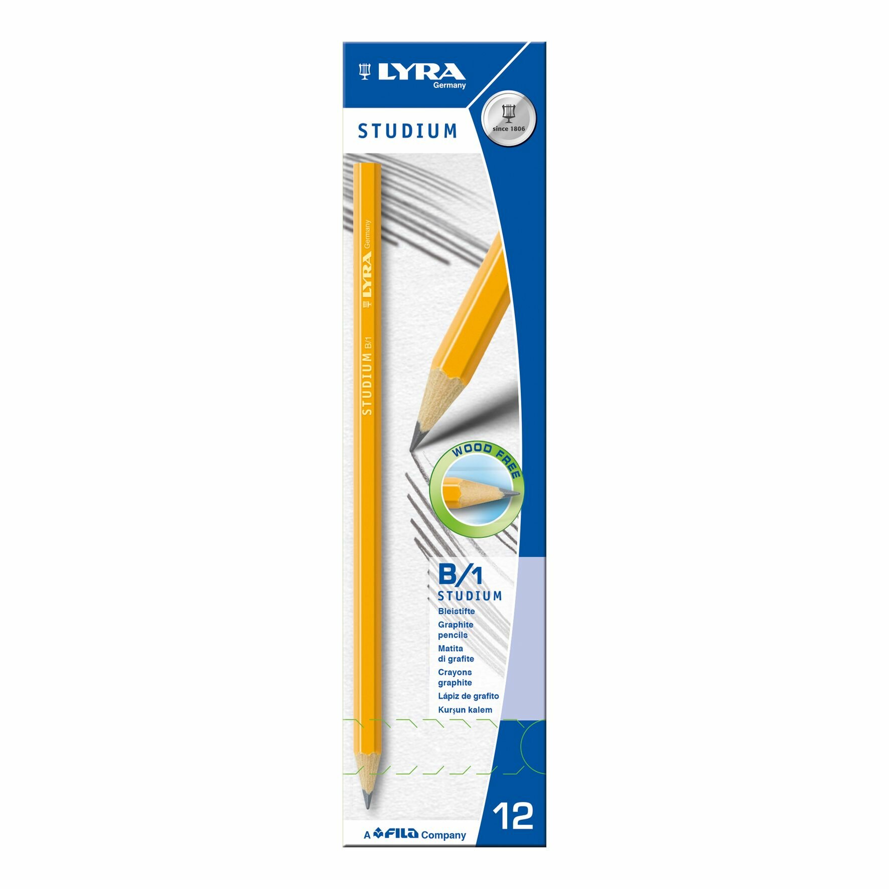 LYRA Studium карандаши чернографитные B, заточенные, упаковка 12 штук, L1270101