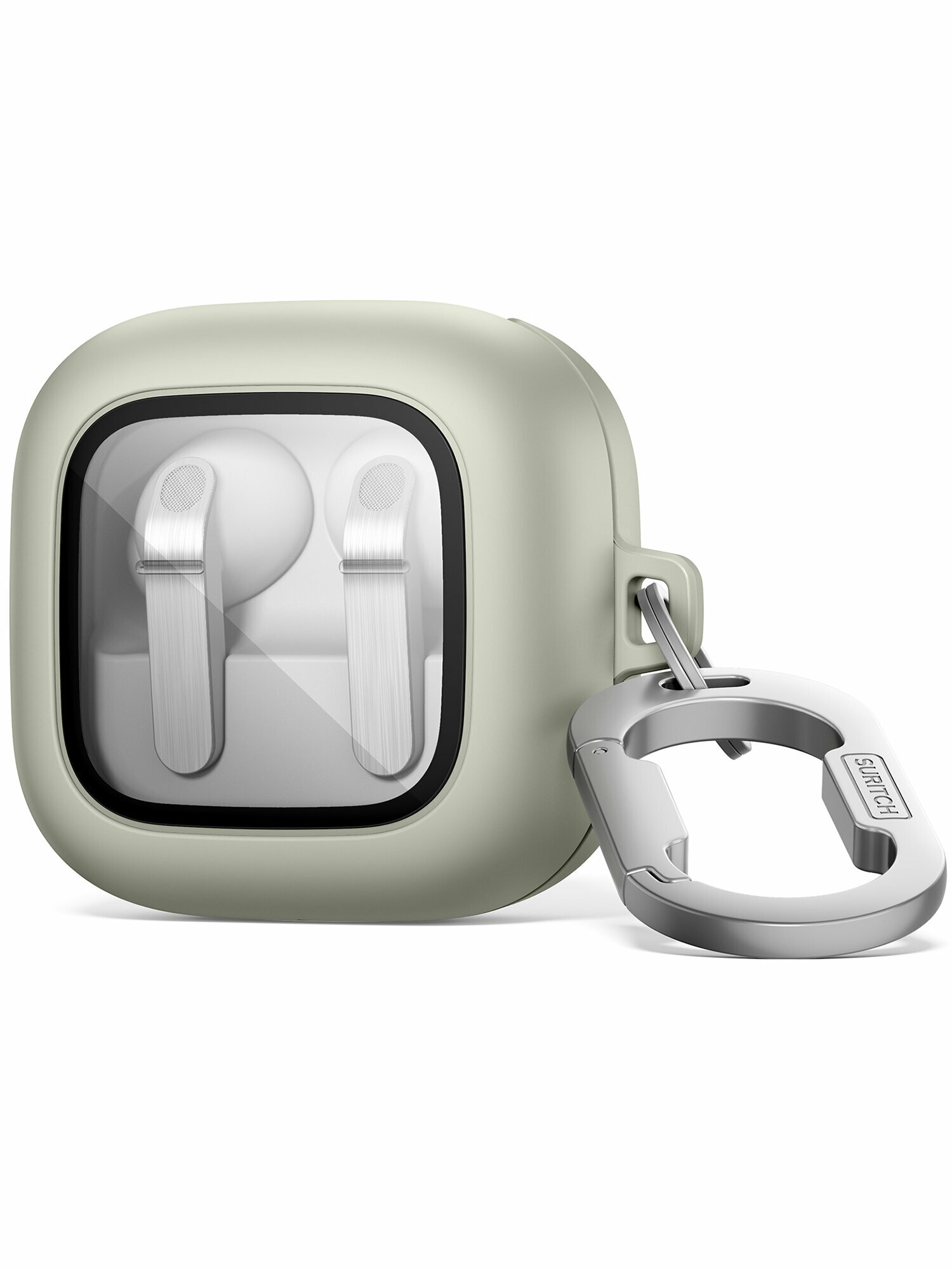 Магнитный чехол SURITCH для Samsung Galaxy Buds 4 Pro и Buds 4, с карабином, светло-зеленый