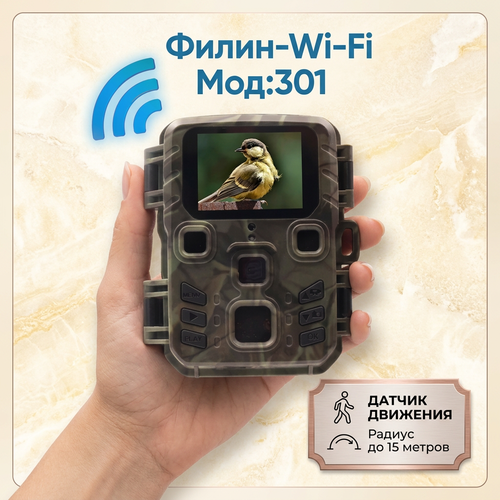 Фотоловушка FullHD Wi-Fi с датчиком движения Филин WiFi-301