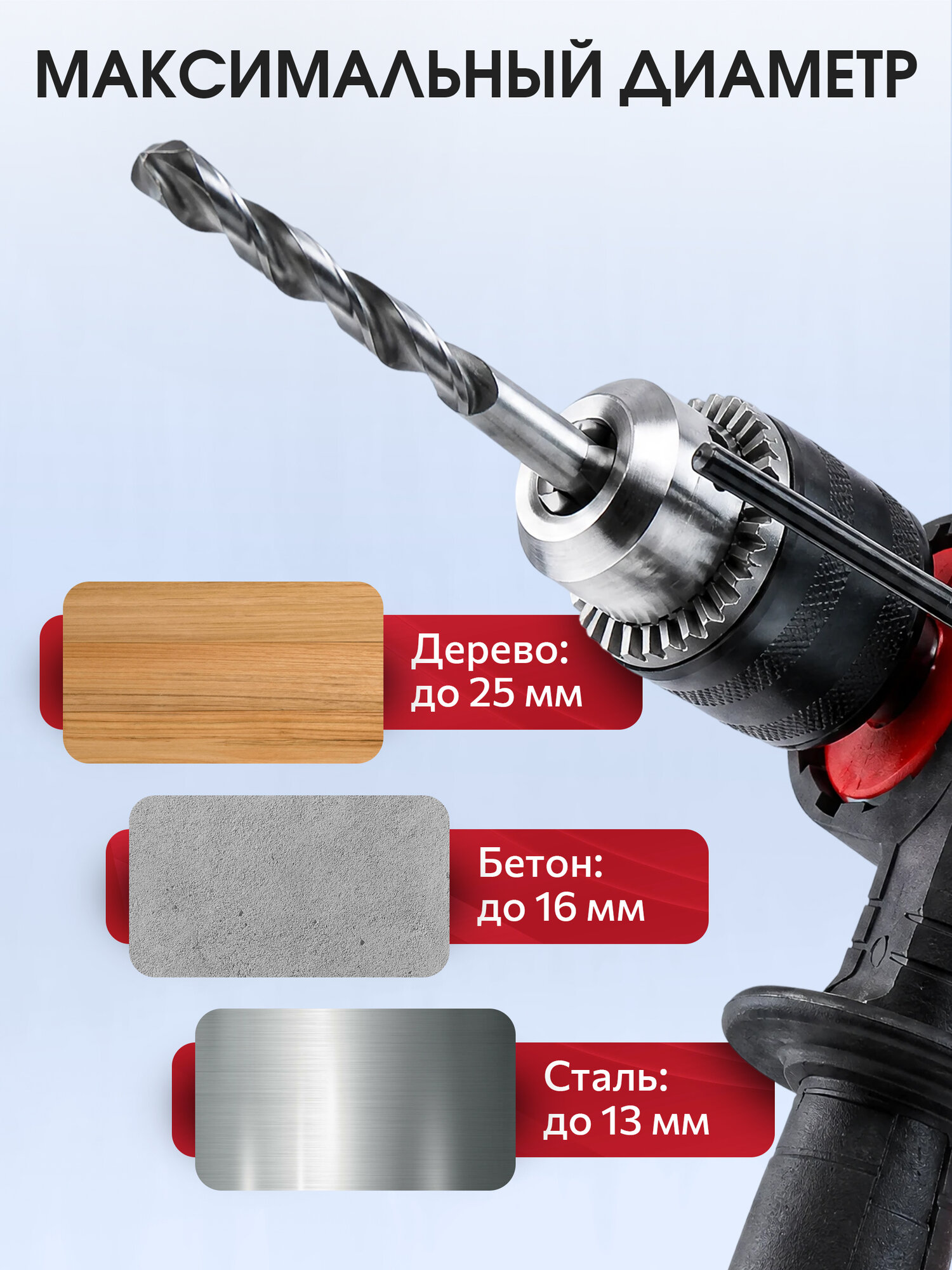 Дрель ударная с реверсом 650 Вт WORTEX DS 1306-2 (DS130620019) — фото 1