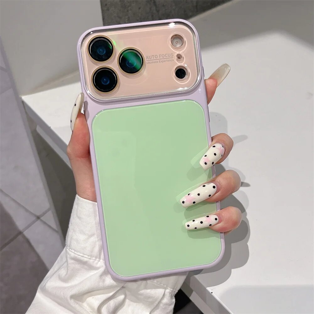 Роскошный цветной глянцевый чехол для iPhone 18, 17, 16 Pro iPhone17 Про Макс, Белый, Purple Green
