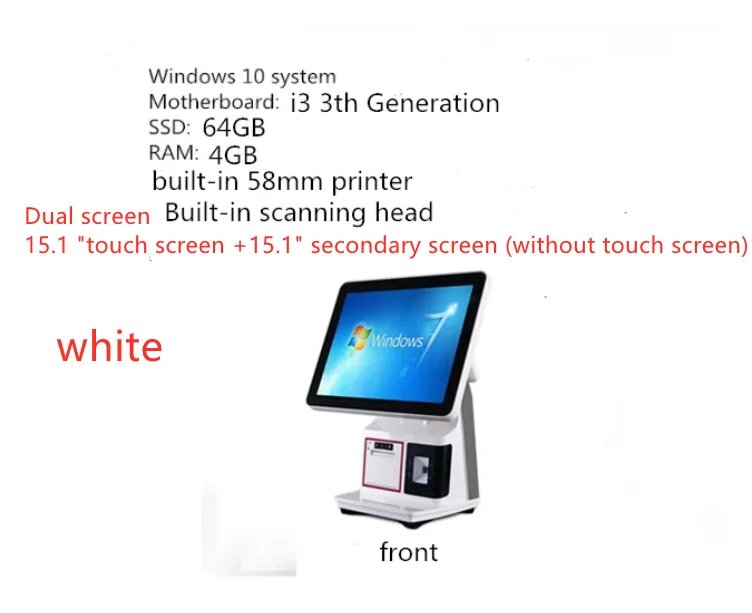 Система POS с сенсорным экраном диагональю 15,6 дюйма на Android/Windows, встроенный Wi-Fi, принтер 58 мм, кассовый аппарат POS-система настольная для розничного бизнеса