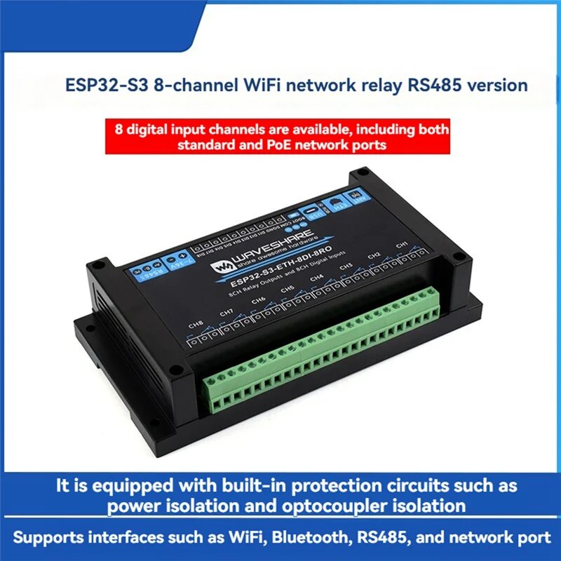 Waveshare ESP32-S3 промышленное реле Wi-Fi ESP32-S3-ETH-8DI-8RO