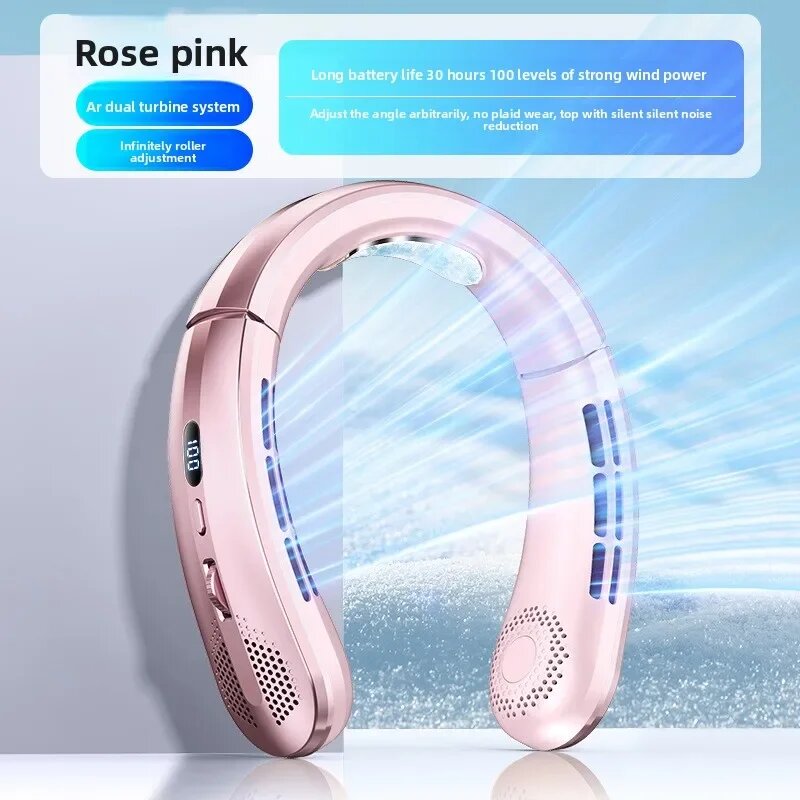 Портативный шейный вентилятор Rose pink