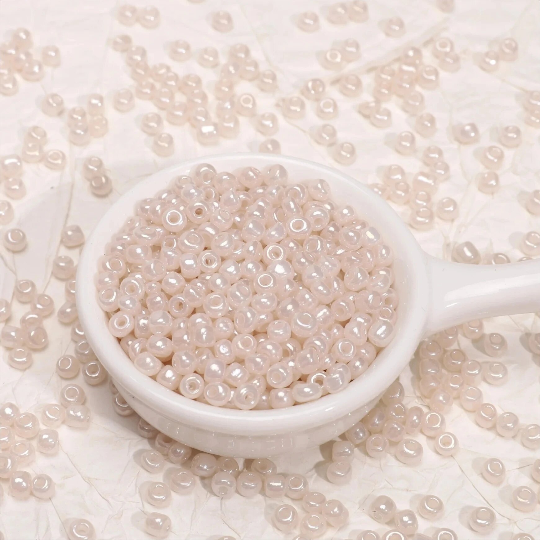 Yori стеклянные бусины 4 мм кремовые 350 шт Белый, Beige