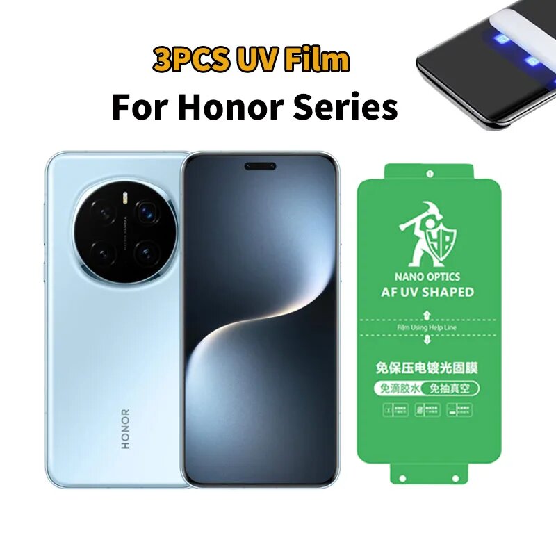 Защитная пленка из гидрогеля UV для Honor Magic 8 7 Pro, X50 GT, X60, V40, X9B, X9C, Магия8 Про