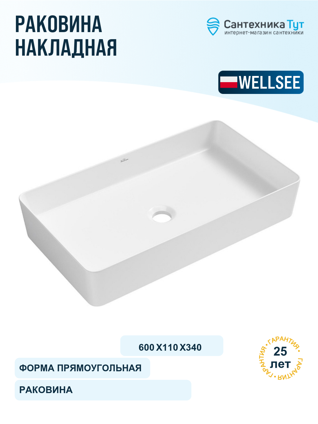 Раковина-чаша Wellsee FreeDom 2.0 60 323005000 цвет Белый глянцевый