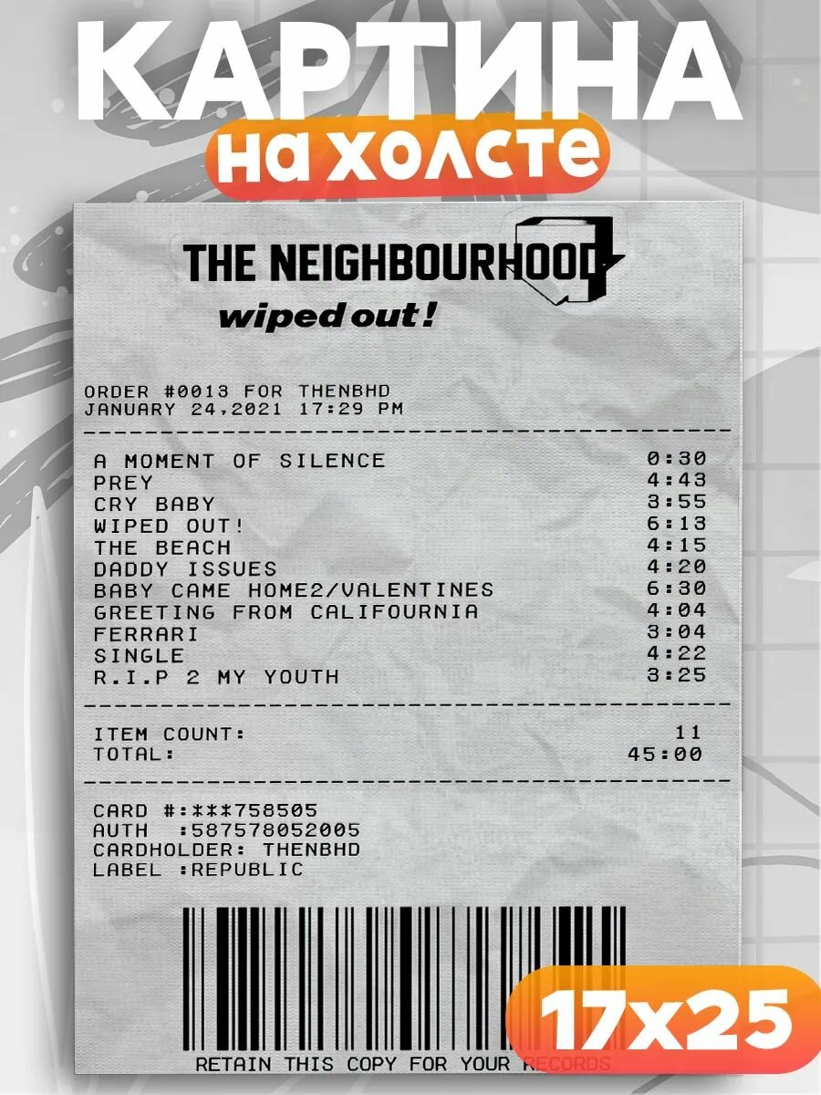 Картина на стену The Neighbourhood, на подрамнике, 1шт, 25х17 размер.