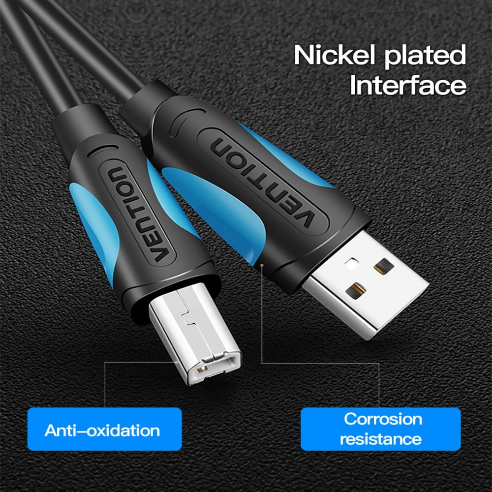 Кабель Vention USB 2.0 AM/BM - 1м, черный VAS-A16-B100 — фото 1