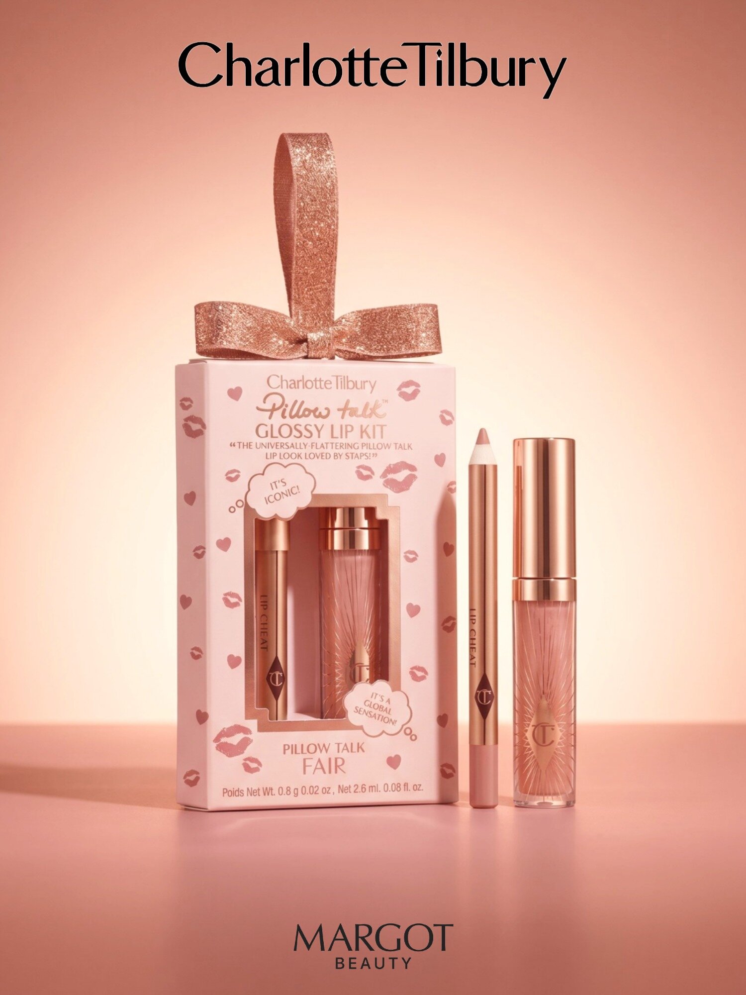 Мини-набор для губ PILLOW TALK FAIR Charlotte Tilbury, блеск и карандаш, тревел-версии, оригинал