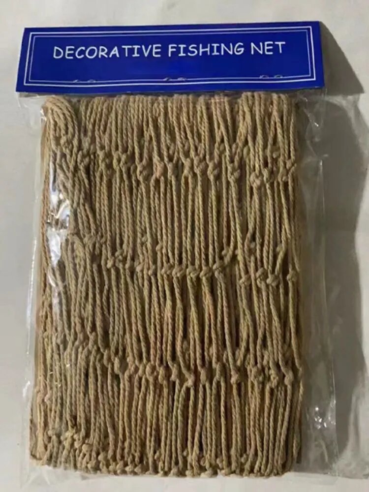 Декоративная сетка из хлопка и льна на стену, 1.5x2 м, с ракушками, для пляжного декора дома и фото