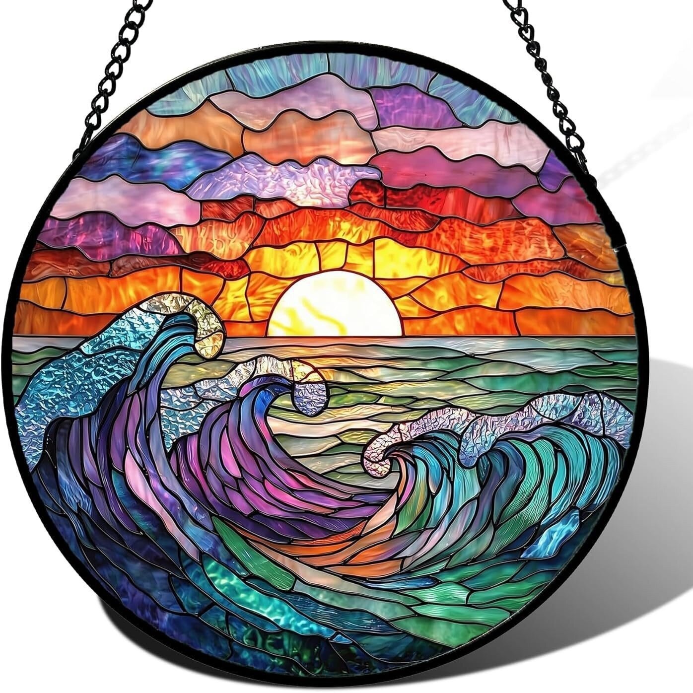 Витражное украшение окна Колибри и садовые бутоны , стеклянный suncatcher 20 см